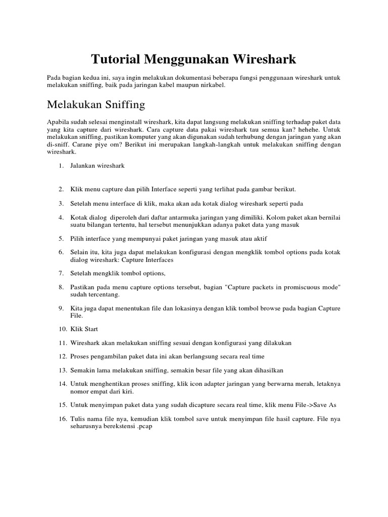 M5 Tutorial Menggunakan Wireshark | PDF