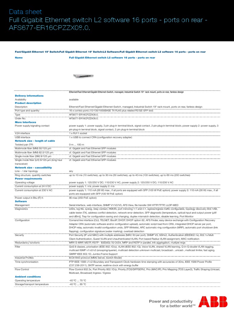 Full Gigabit Ethernet Switch L2 Software 16 Ports - Ports On Rear ...