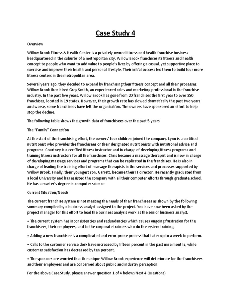 Case Study 4 | PDF | Business Analysis | Franchising