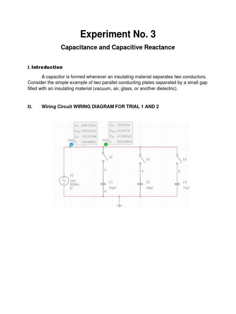 Experiment No. 3: Capacitance and Capacitive Reactance | PDF ...
