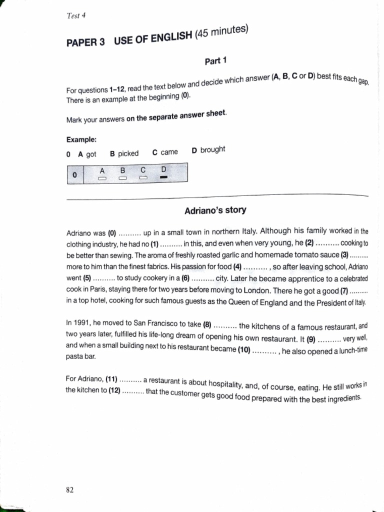FCE Use of English | PDF | Food And Drink | Foods