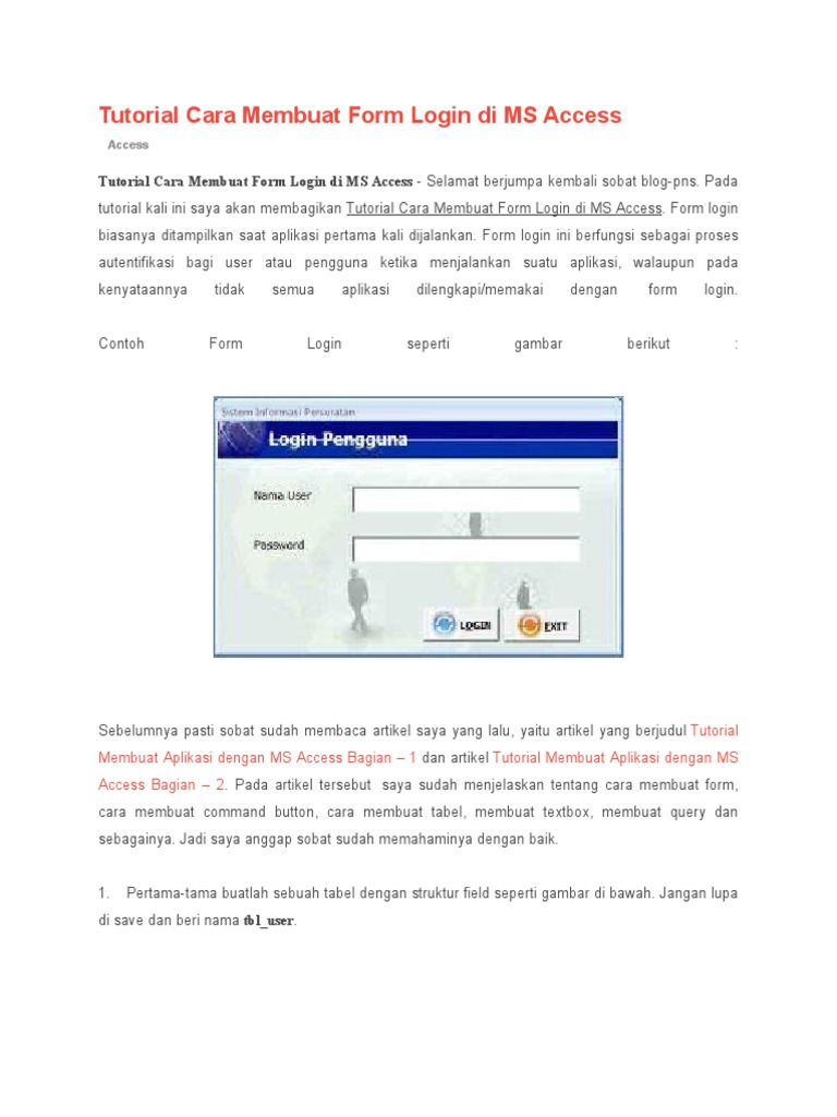 Form Login di MS Access | PDF