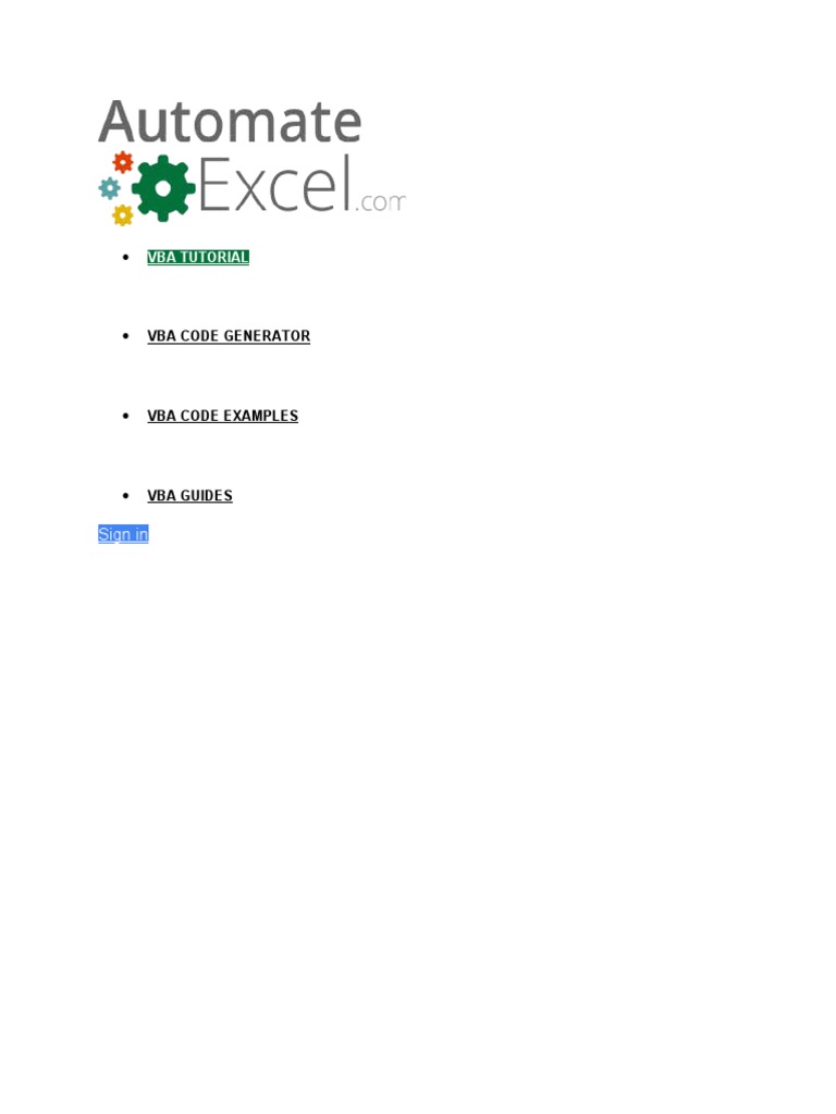 Vba Tutorial | PDF | Visual Basic For Applications | Microsoft Excel