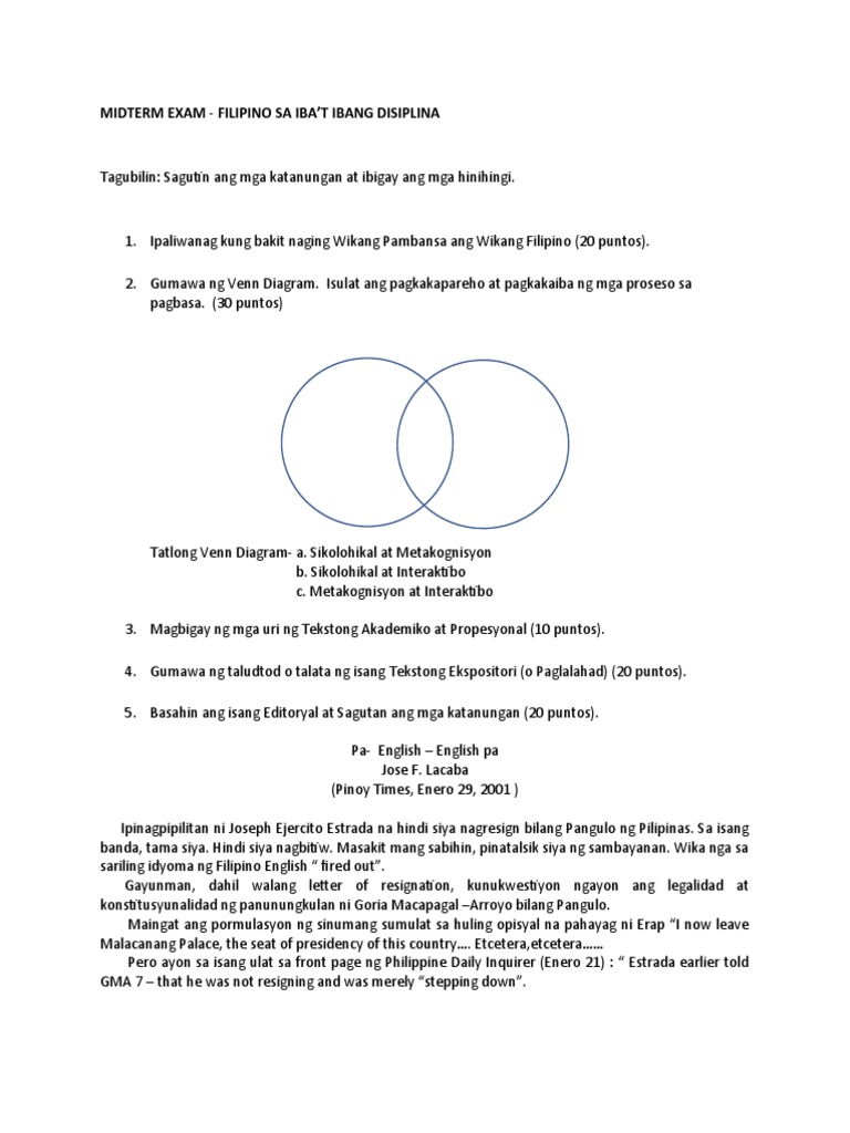 Midterm Exam - Fildis | PDF
