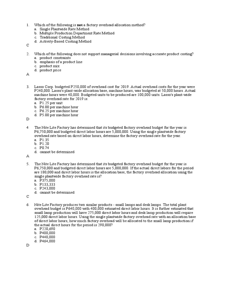 Activity in Activity Based Cost Accounting | PDF | Management ...