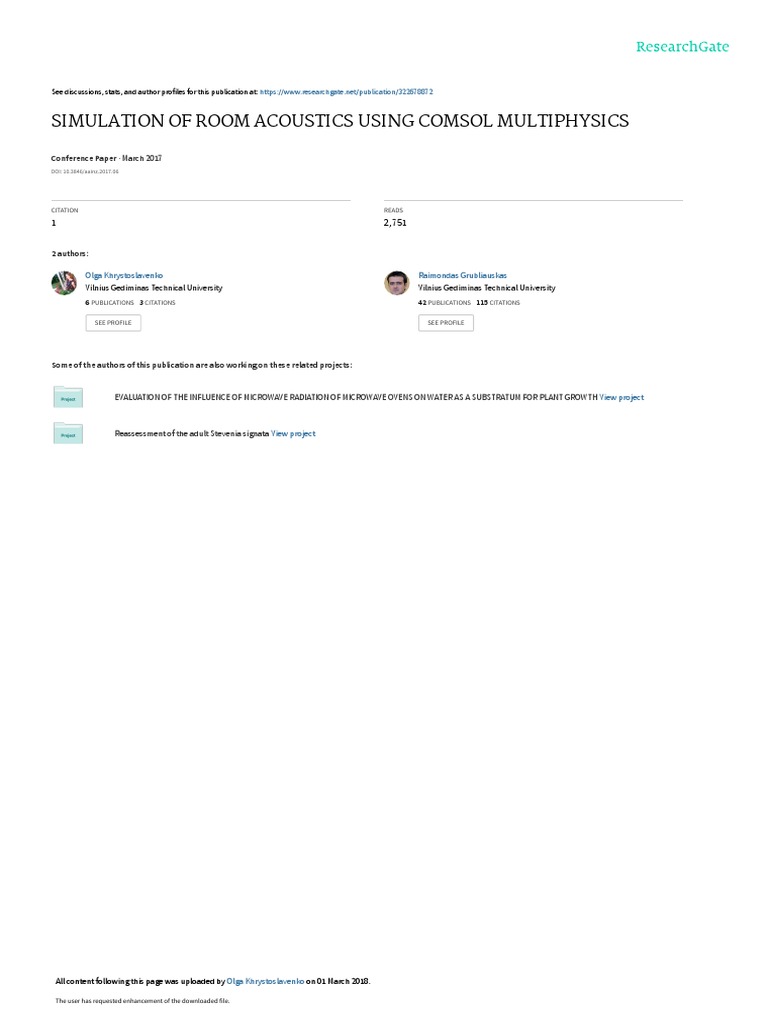 Simulation of Room Acoustics Using Comsol Multiphysics | PDF ...