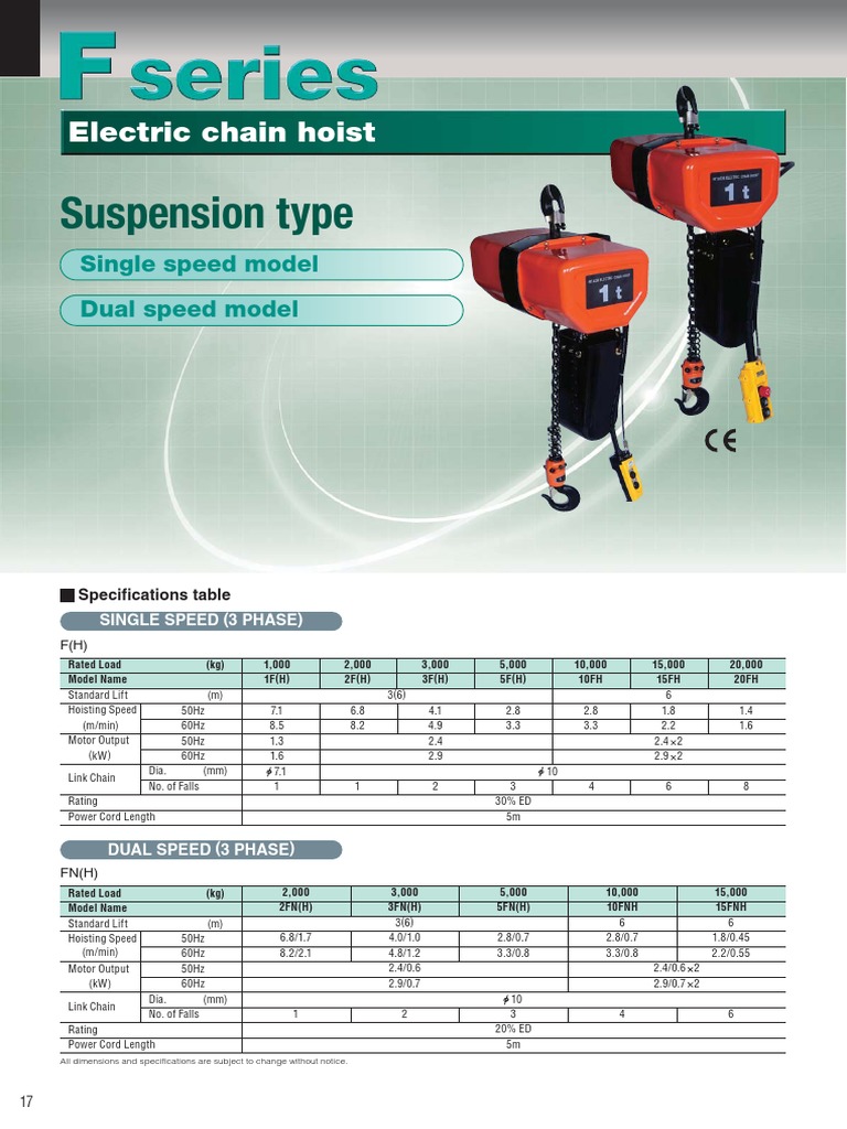 Brosure Chain - Hoist Hitachi FH Series | PDF | Transport | Motor Vehicle