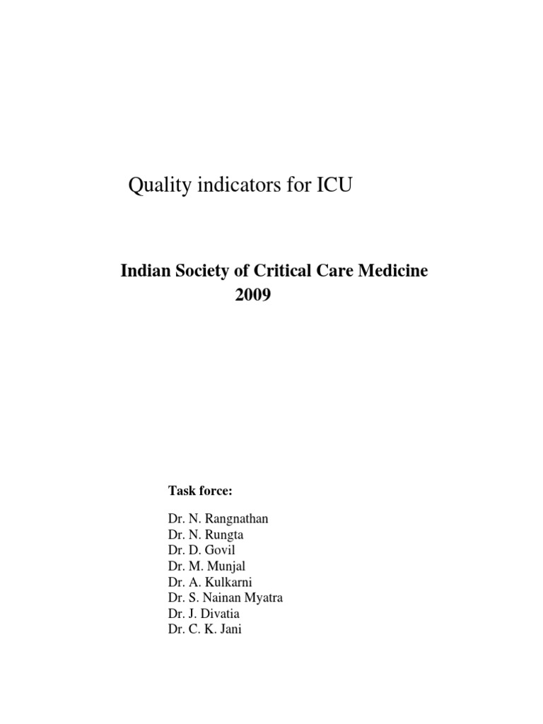 Quality Indicators For ICU: Indian Society of Critical Care Medicine ...
