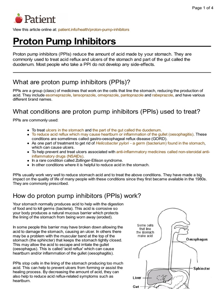 UK Patient Proton Pump Inhibitor Medication Leaflet | PDF ...