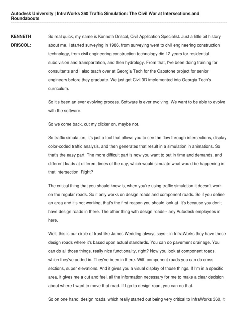 Autodesk Infraworks Traffic Simulation Pdf Traffic 3 D Computer Graphics