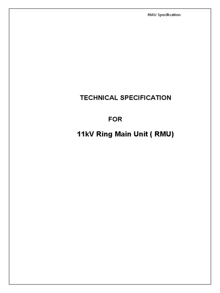 RMU Technical Specifications | PDF | Switch | Alternating Current