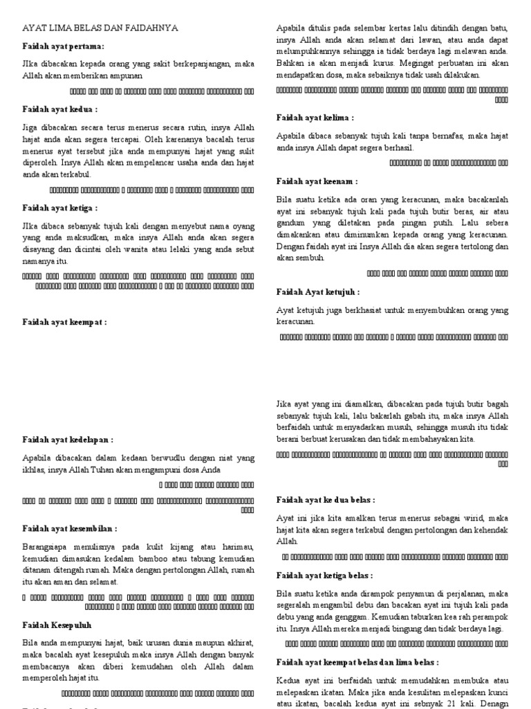 Ayat Lima Belas Dan Faidahnya | PDF