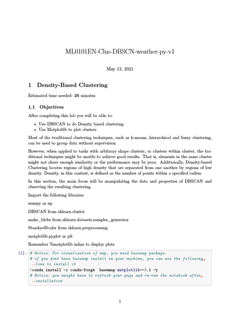ML0101EN Clus DBSCN Weather Py v1 | PDF | Cluster Analysis | Data Mining