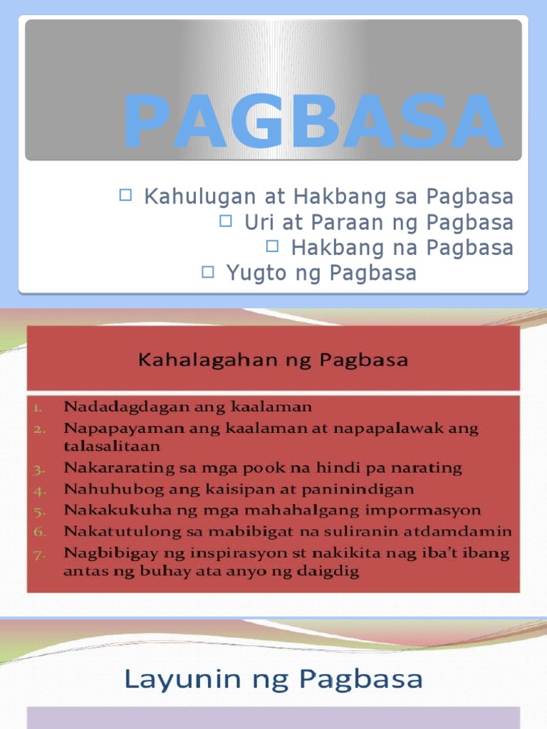 Unang Bahagi - MGA BATAYAN SA PAGBASA1 | PDF