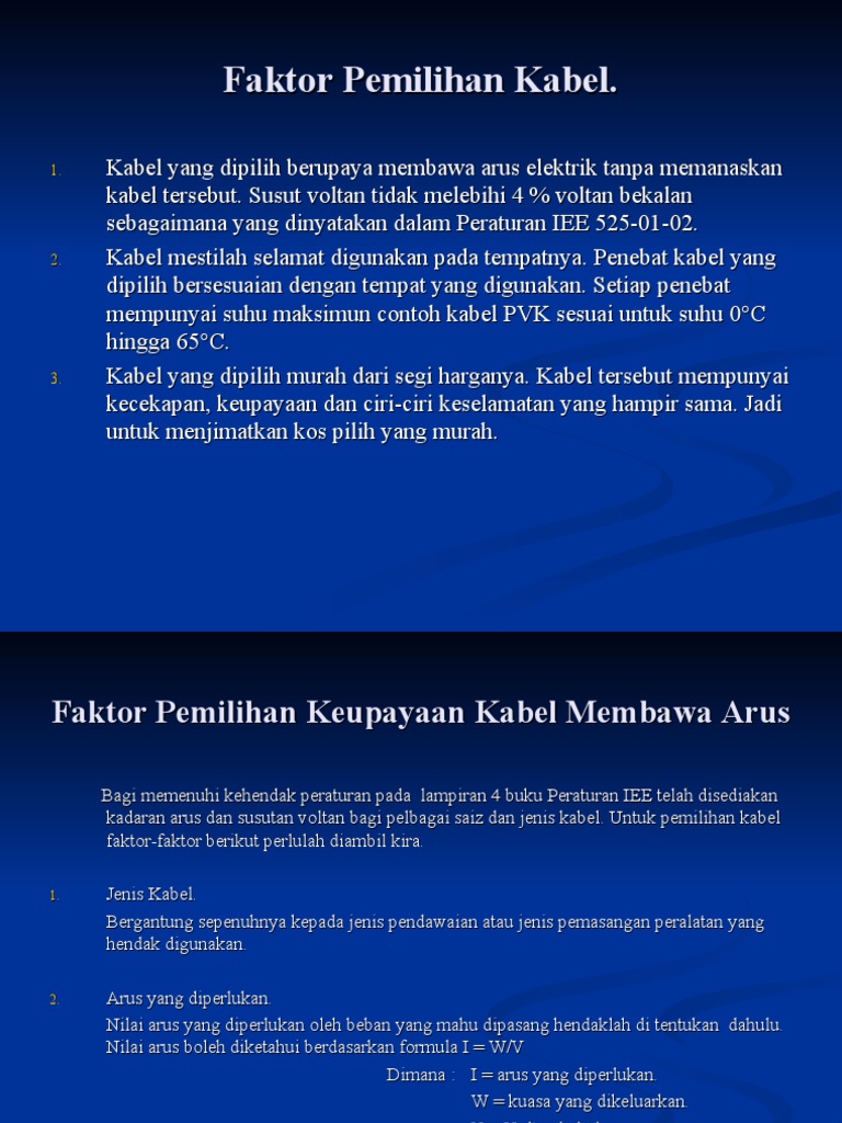 Pemilihan Saiz Kabel. | PDF