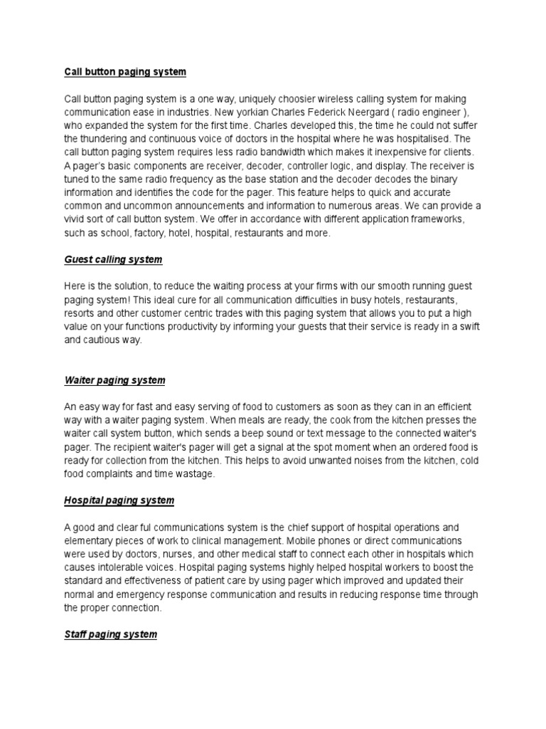 Wireless Waiter Calling System | PDF | Telecommunications Engineering ...