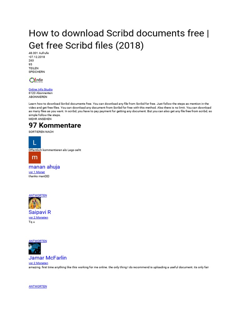 How To Download Scribd Documents Free - Get Free Scribd Files (2018) | PDF | Computing ...