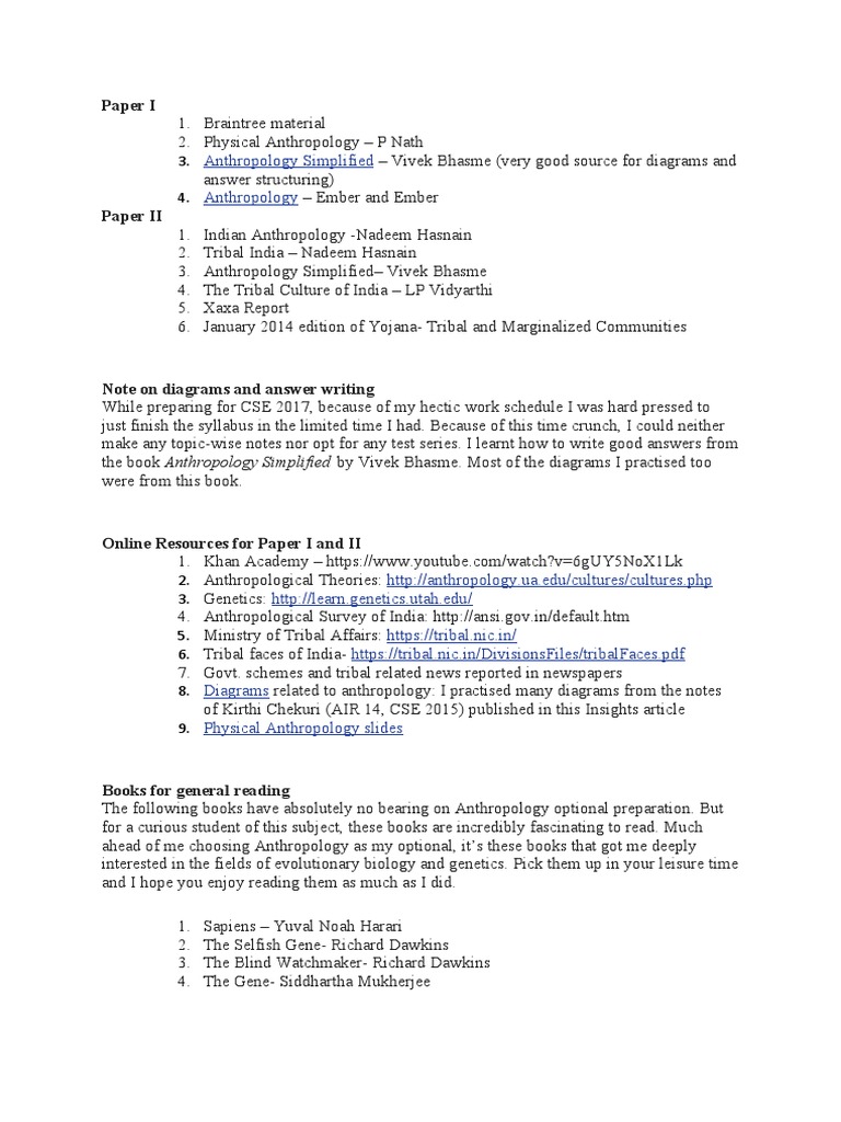 Anthropology Simplified Anthropology: Paper I | PDF