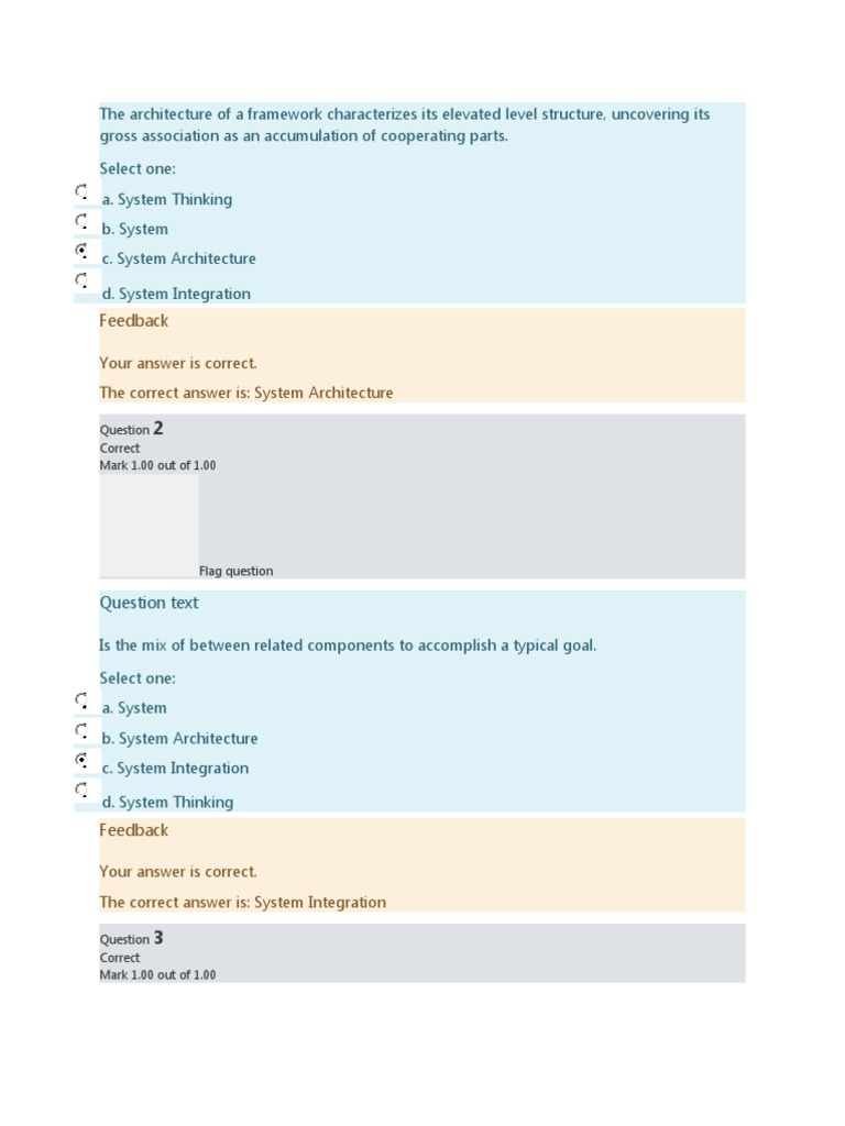 1system Integ. Architecture Prelim Quiz 1 | PDF | System | Scrum (Software Development)