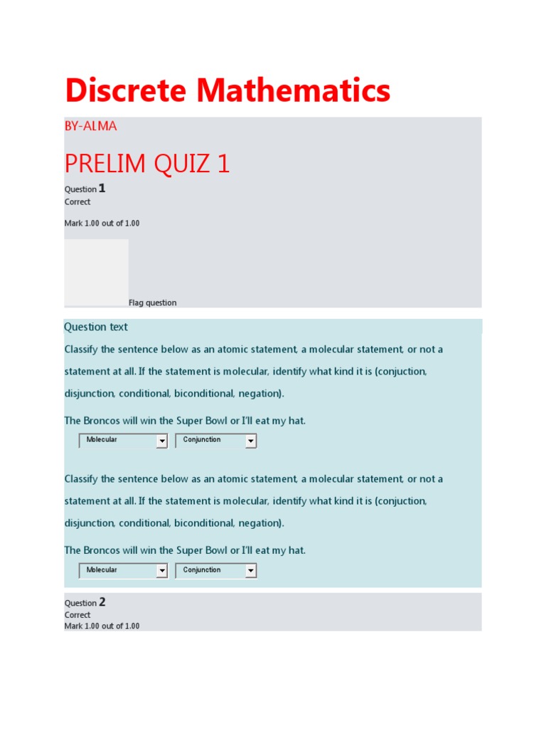 Discrete Mathematics PRELIM FINALS | PDF | Vertex (Graph Theory ...