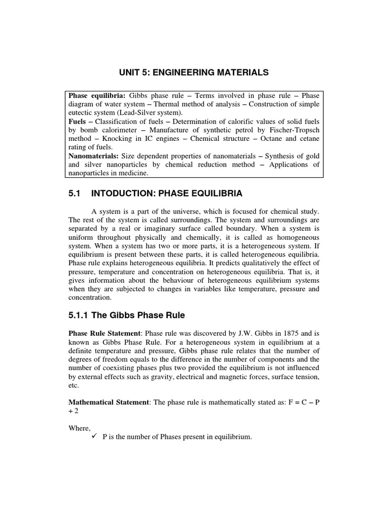 Unit 5 - Engineering Materials | PDF | Phase Rule | Phase (Matter)