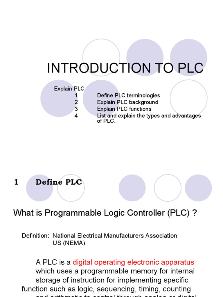Introduction To PLC | PDF | Programmable Logic Controller | Computer ...