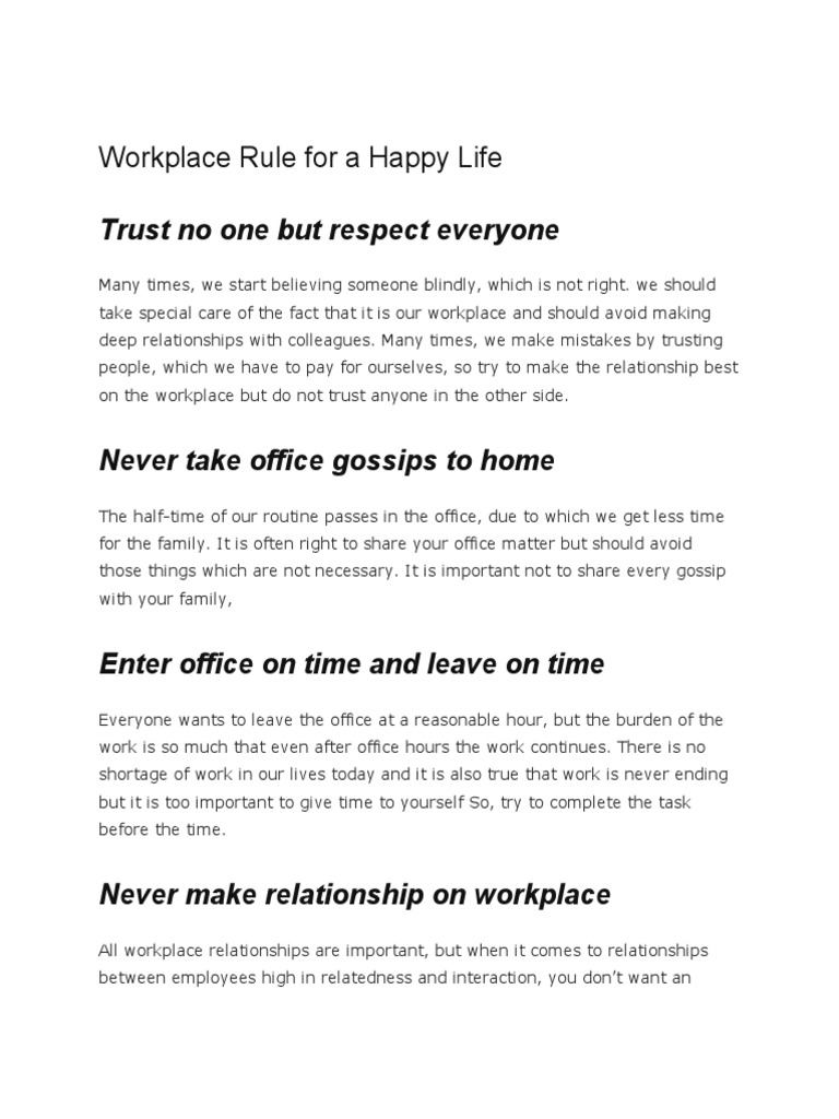 Work-Life Balance Rules for a Happy and Fulfilling Career | PDF | Human ...