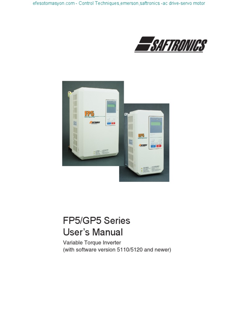FP5/GP5 Series User's Manual: Variable Torque Inverter (With Software Version 5110/5120 and ...