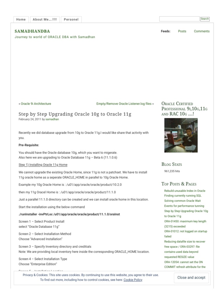Step By Step Upgrading Oracle 10g To Oracle 11g Pdf Database Index Relational Database