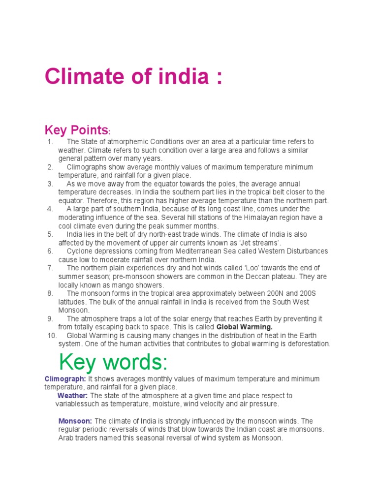 Climate of India | PDF | Climate | Monsoon