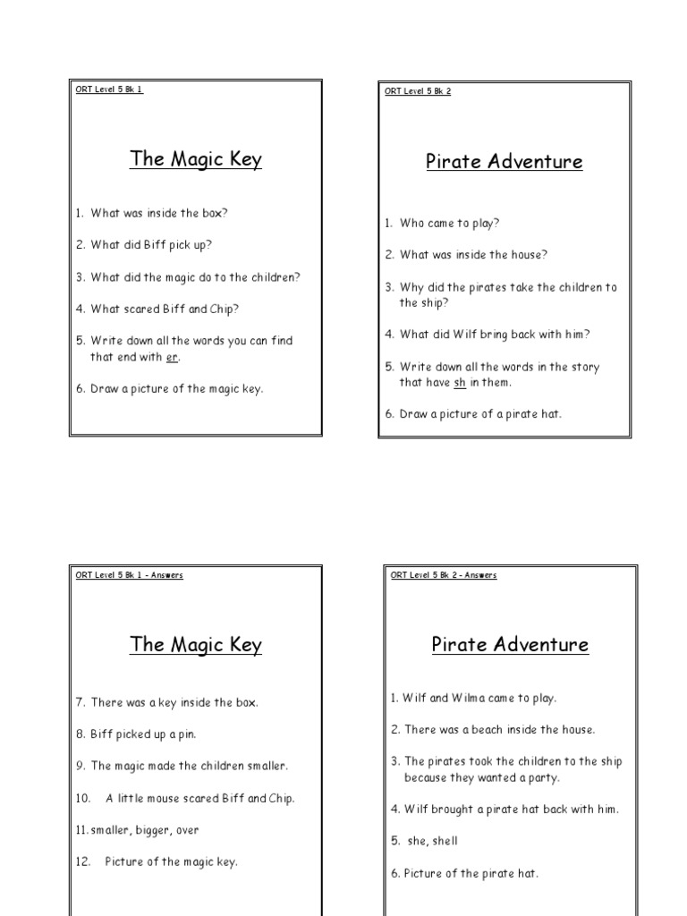 The Magic Key Pirate Adventure: ORT Level 5 BK 1 ORT Level 5 BK 2 | PDF