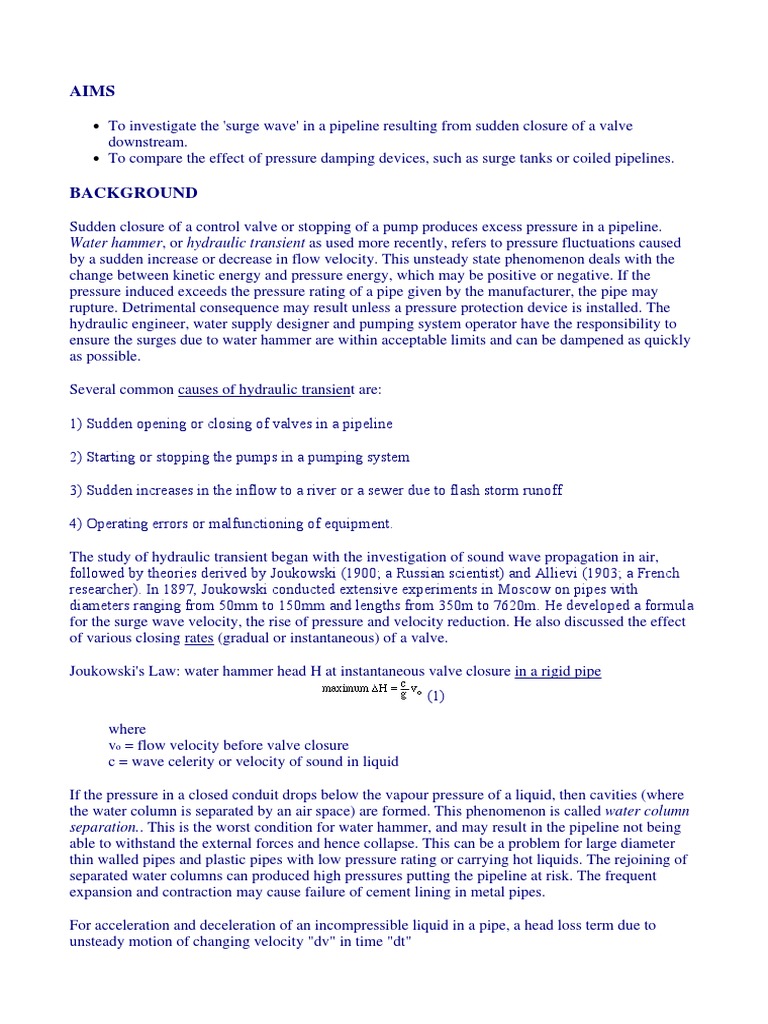 Water Hammer | PDF | Gases | Fluid Mechanics