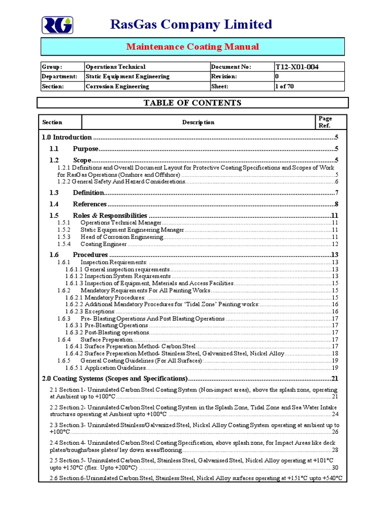 T12 X01 004 Maintenance Coating Manual | PDF | Galvanization ...