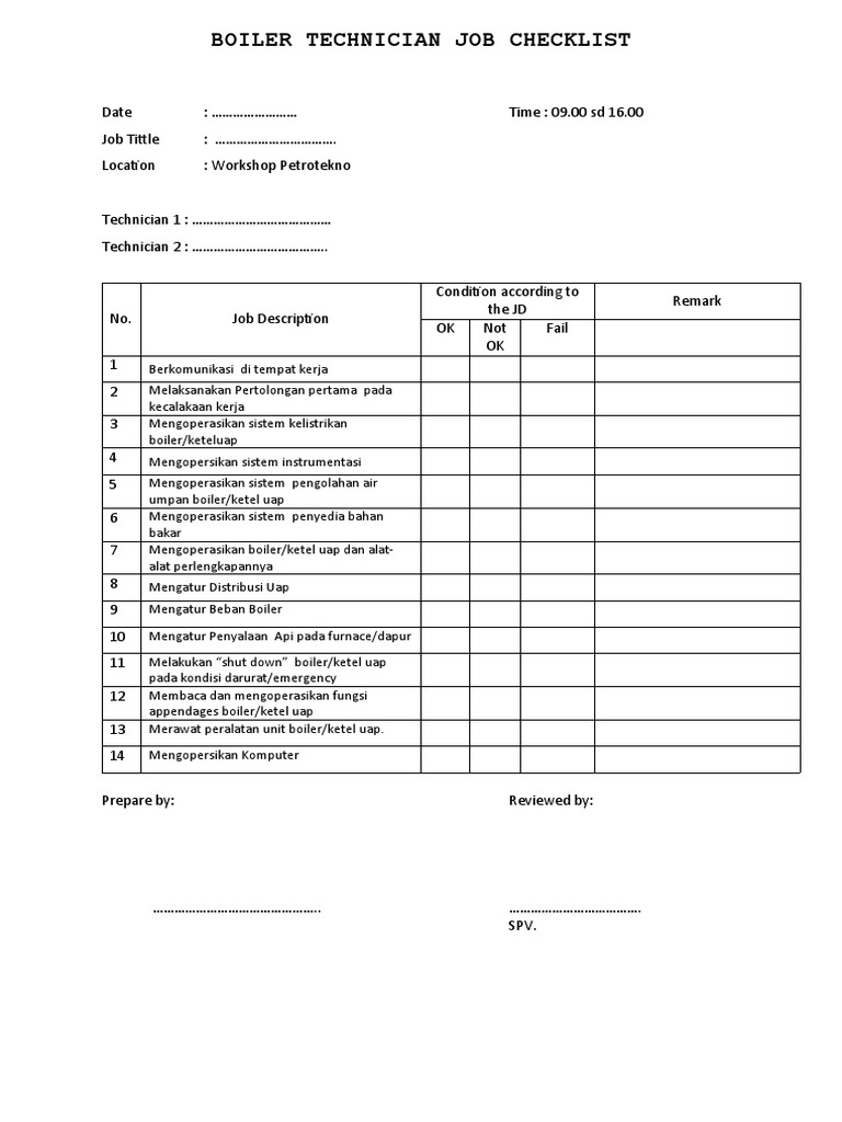 Operation Checklist Rev | PDF