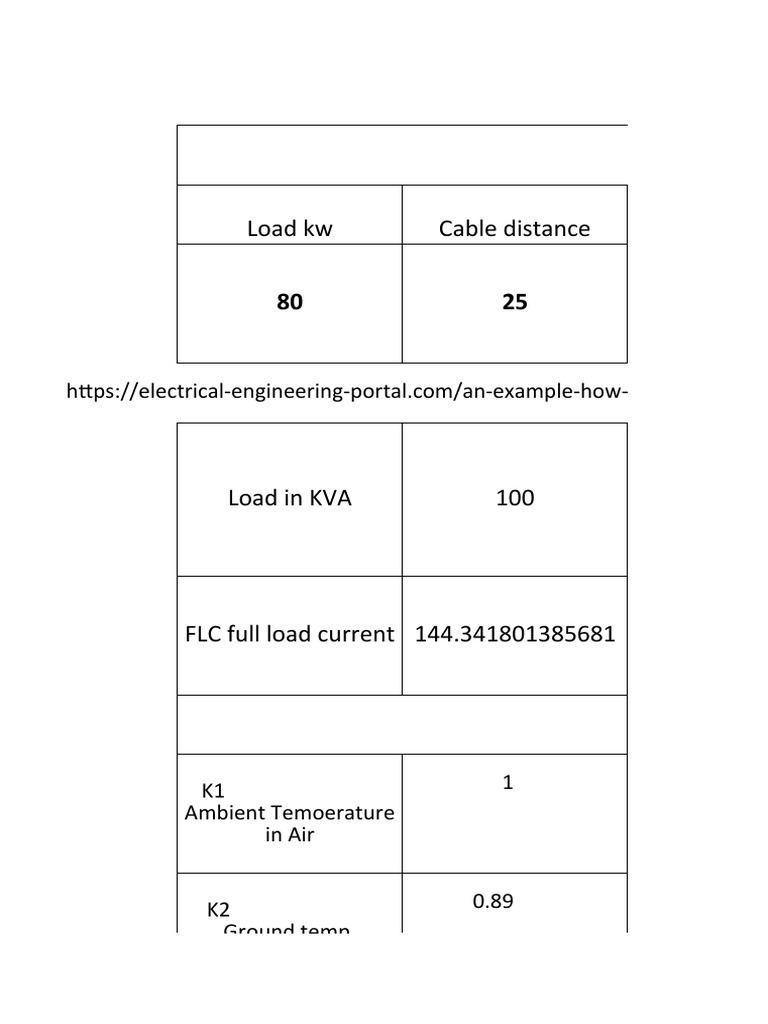 Cable Size Calculator | PDF | Electrical Components | Force