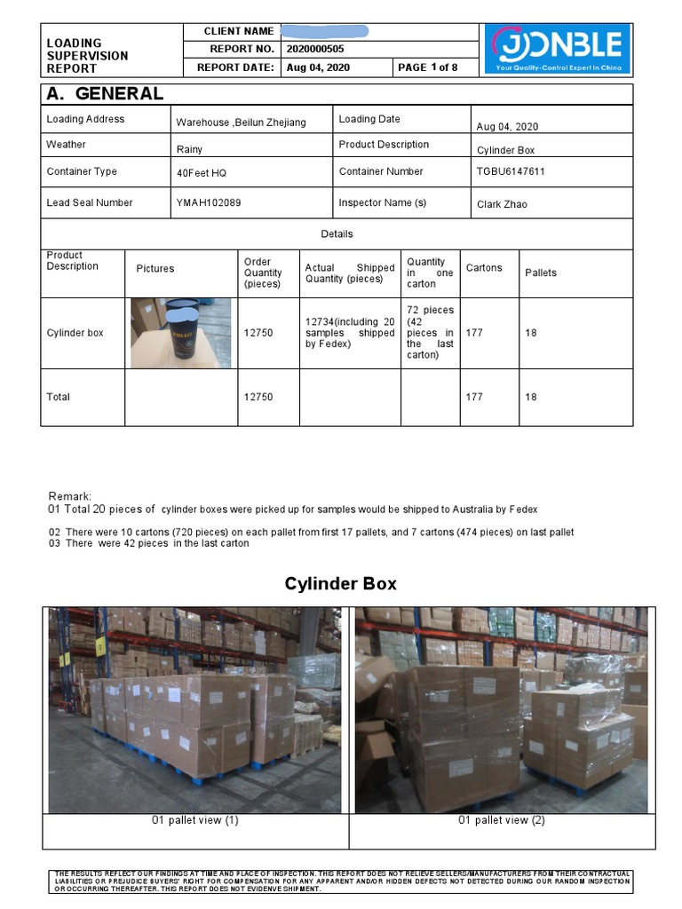 Loading Supervision Report for Soul Pharma | PDF | Pallet | Freight ...