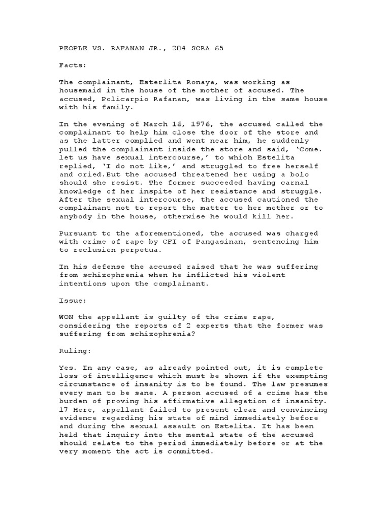 People vs. Rafanan JR., 204 Scra 65 - Case Digest | PDF
