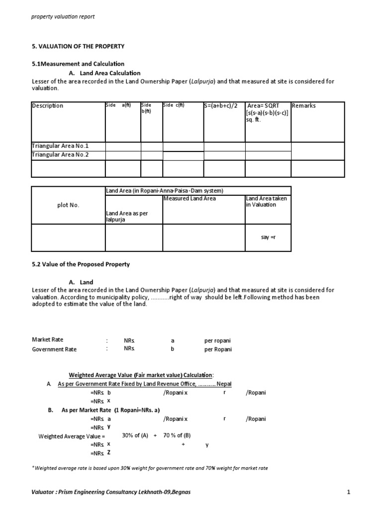 Valuation of The Property 5.1measurement and Calculation A. Land Area ...