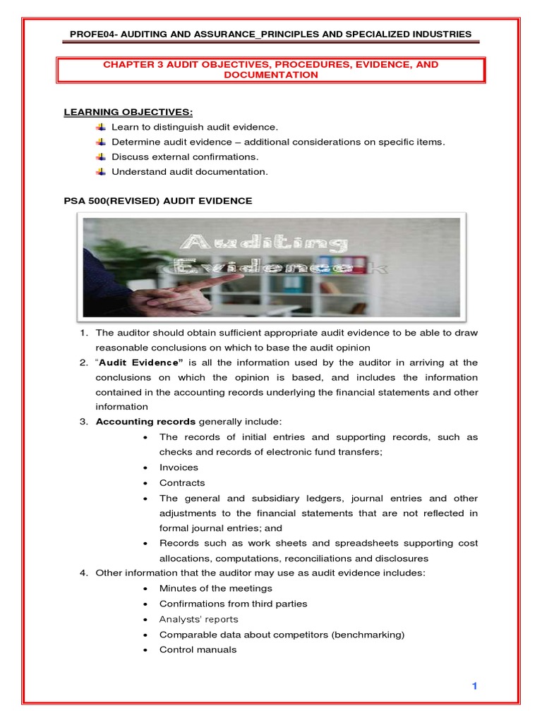 Chapter 3 Audit Objectives, Procedures, Evidence, and Documentation ...