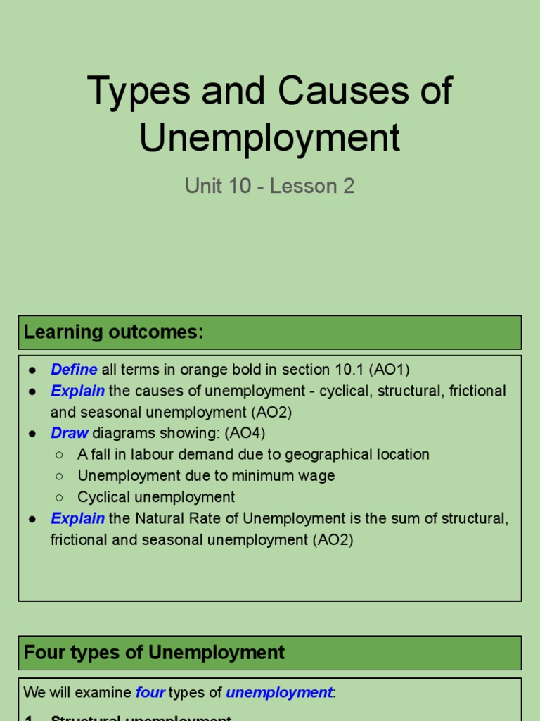 Unit 10 - Lesson 2 - Types and Causes of Unemployment 1 | PDF