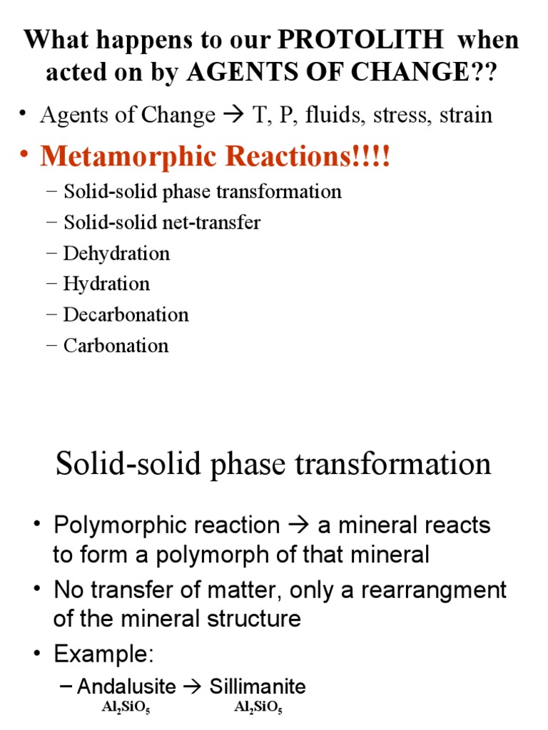 Metamorphic Reactions and Protoliths | PDF | Phase Rule | Minerals