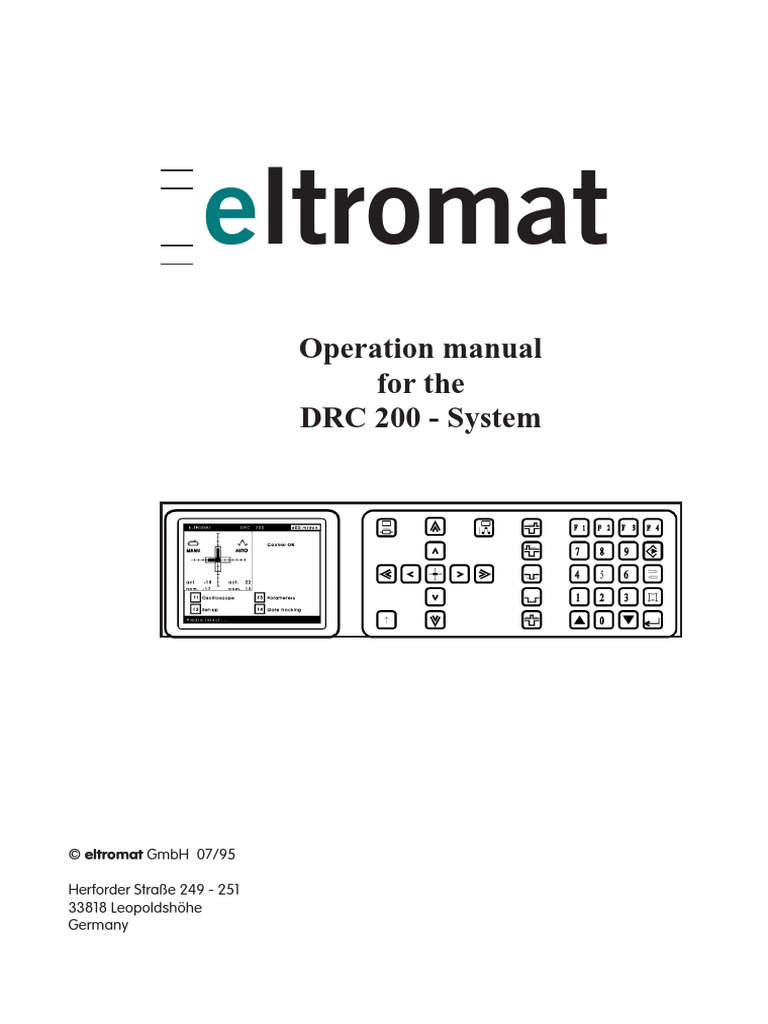 Ltromat: Operation Manual For The DRC 200 - System | PDF | Computer Keyboard | Menu (Computing)