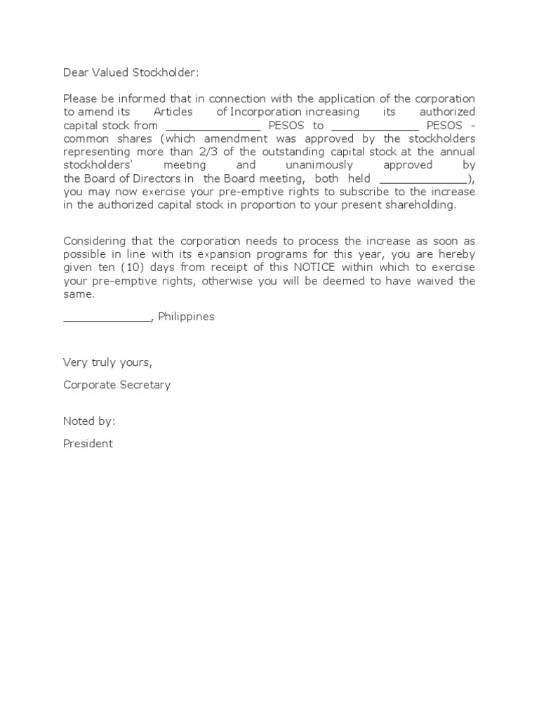 Notice of Pre Emptive Rights | PDF