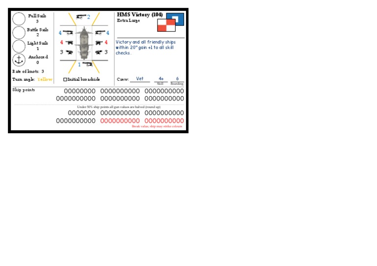 Black Seas Ship Cards (HMS Victory) A4 | PDF