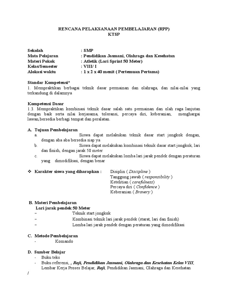 Tugas Analisis - RPP Lari 50 Meter | PDF