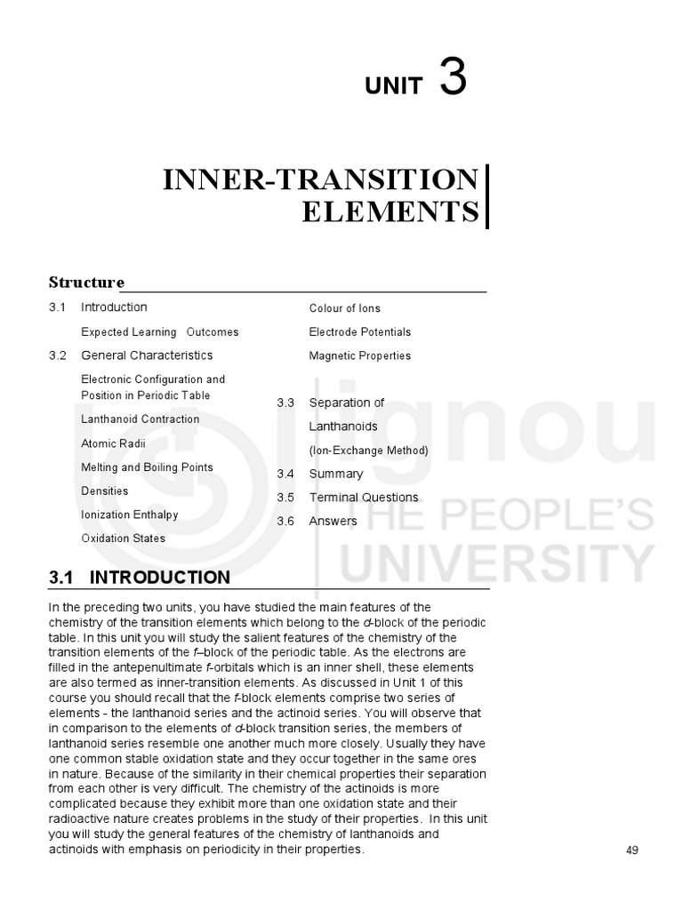 Inner-Transition Elements: Structure | PDF | Lanthanide | Transition Metals