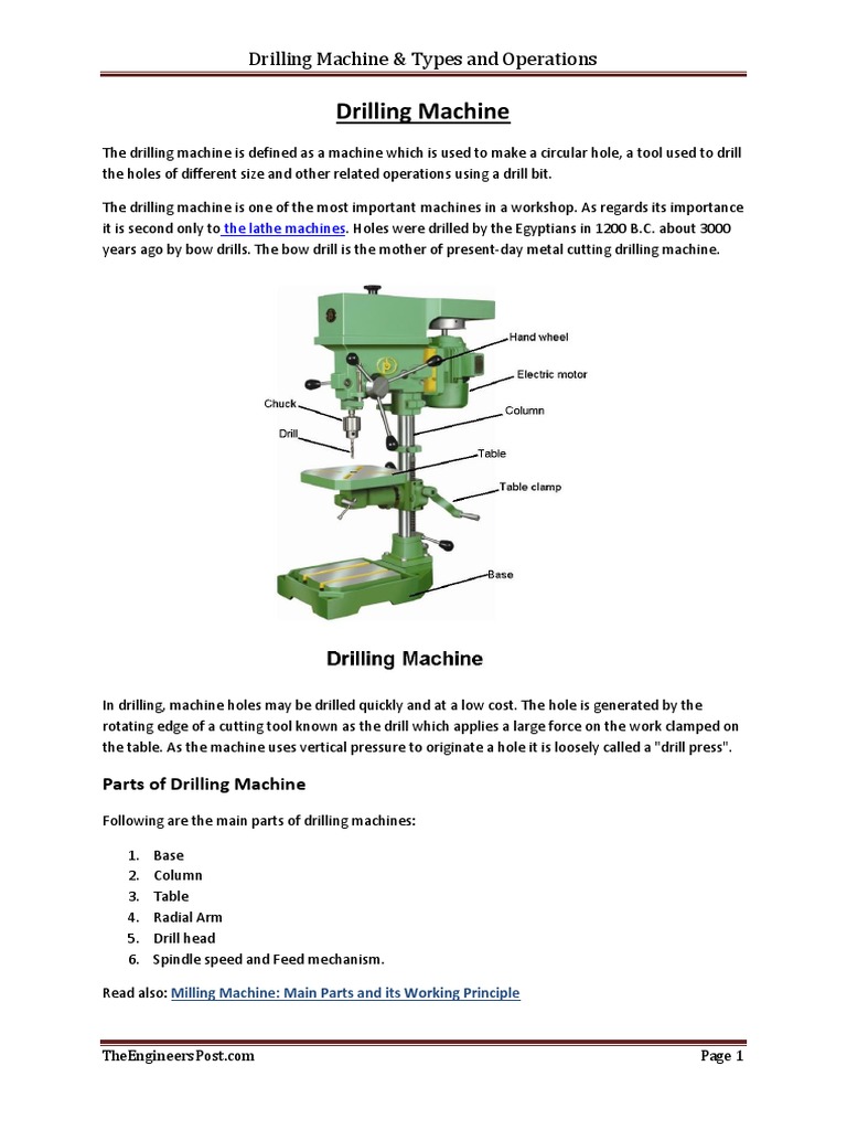 (Print) Drilling Machine and Types | PDF | Drilling | Drill