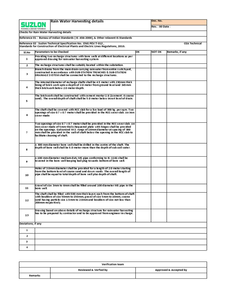 Checklist For Rain Water Harvesting Details | PDF | Horticulture And ...