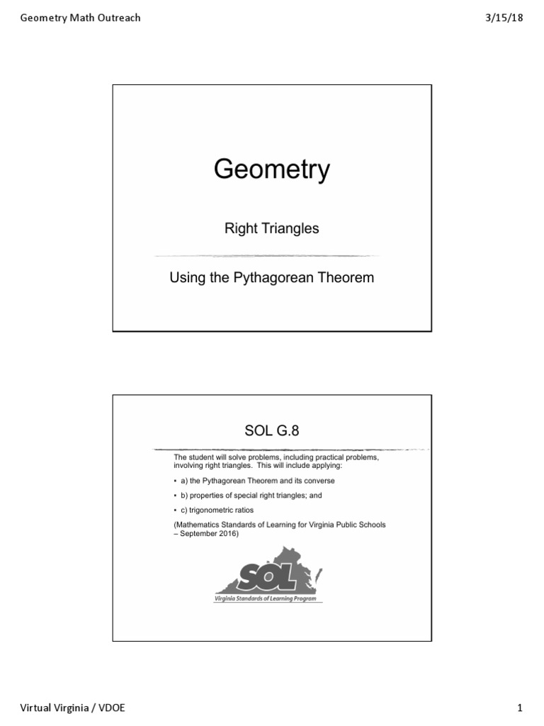 SOL G.8 Pythagorean Theorem Student Notes | PDF | Theorem | Teaching ...