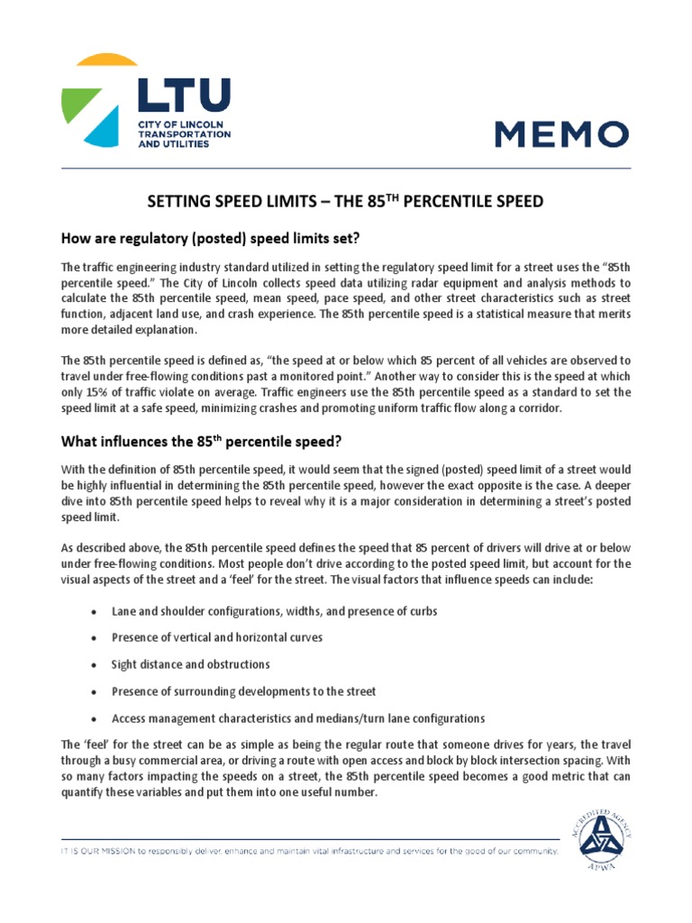 Setting Speed Limits - The 85 Percentile Speed | PDF | Speed Limit ...
